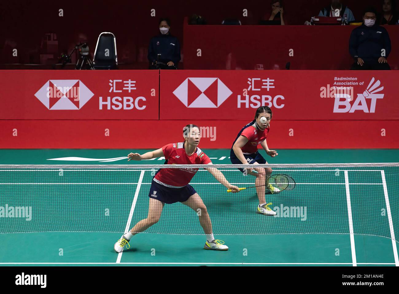Chen Qing Chen (R) and Jia Yi Fan (L) of China play against Benyapa Aimsaard and Nuntakarn ...