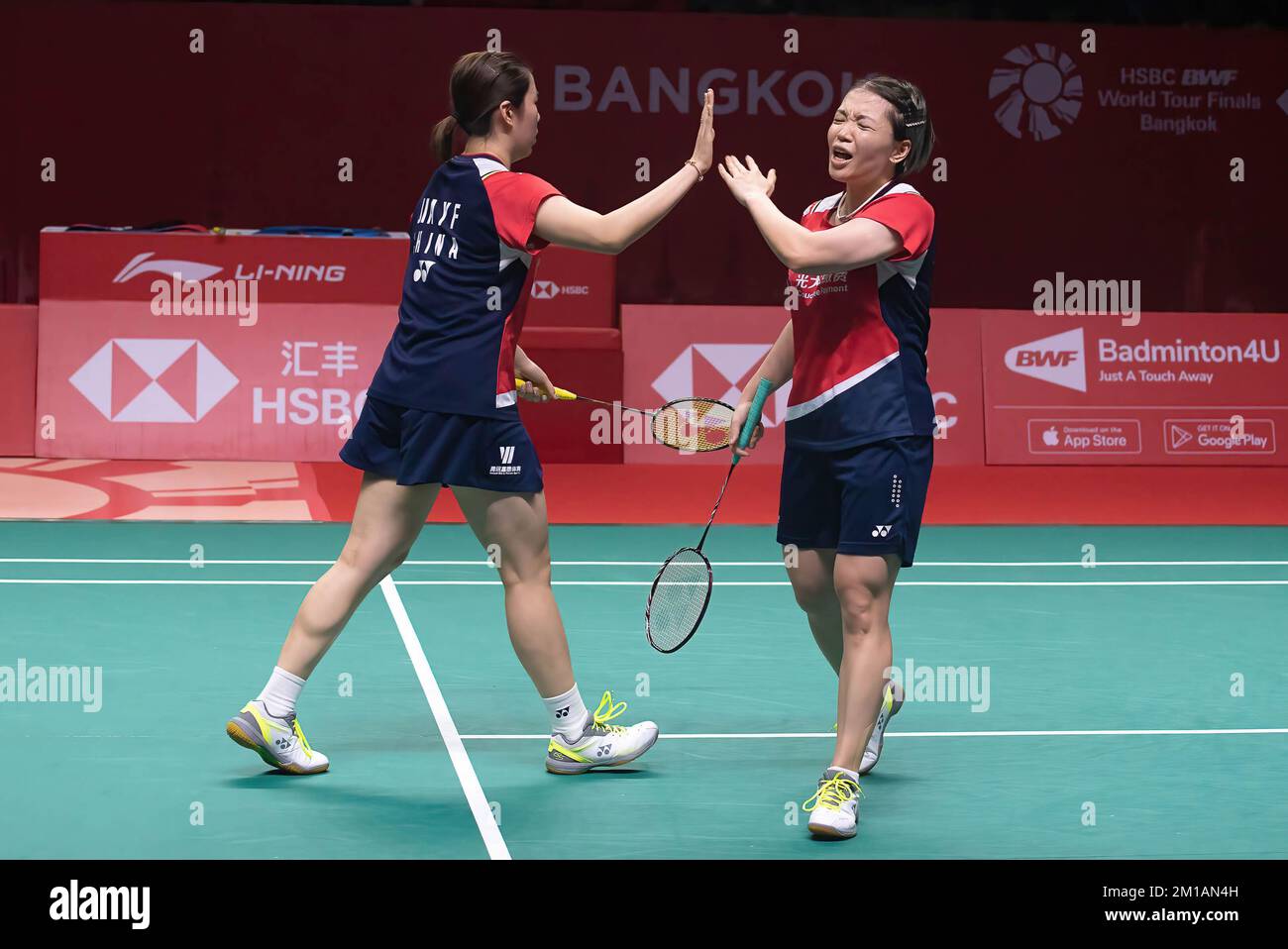 Chen Qing Chen (R) and Jia Yi Fan (L) of China play against Benyapa Aimsaard and Nuntakarn ...