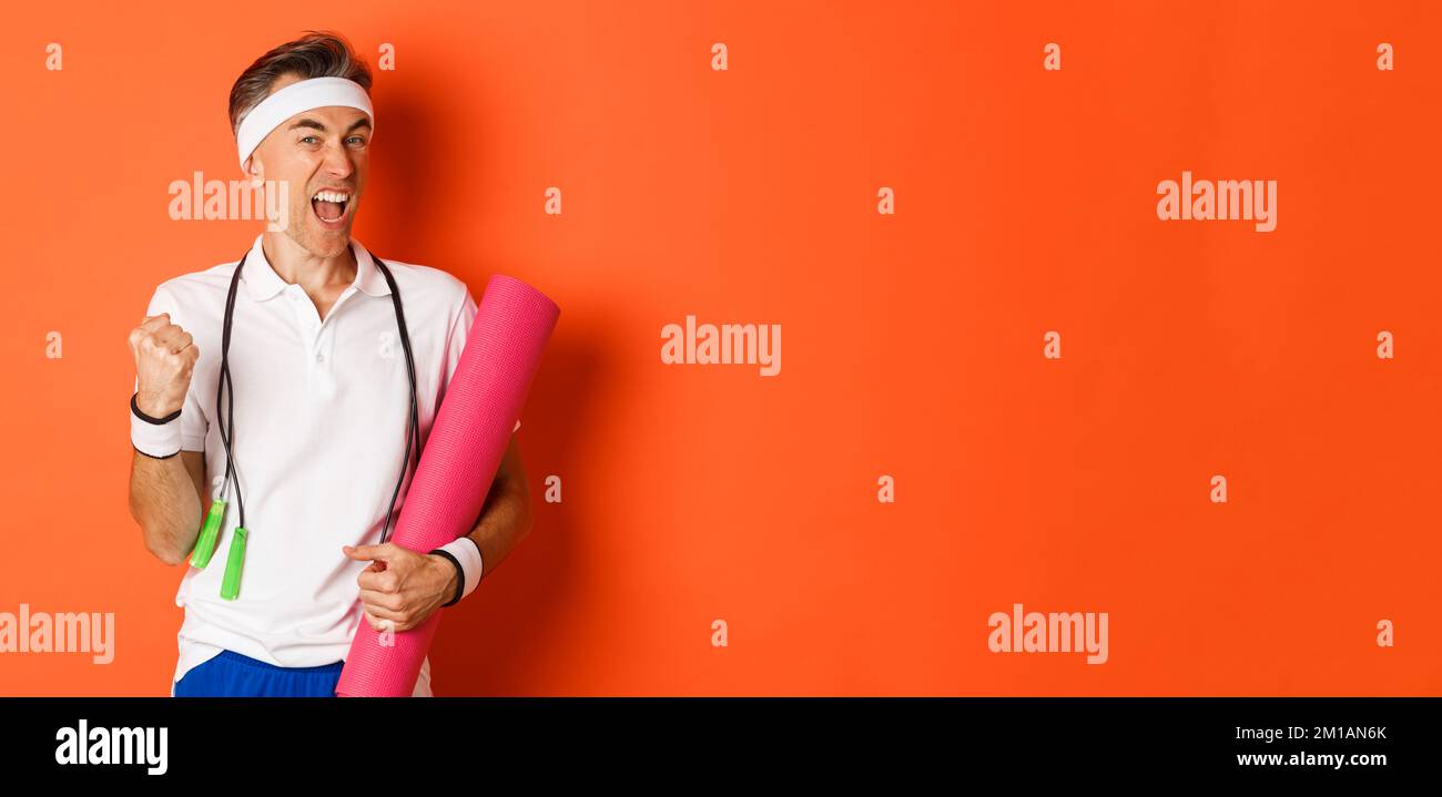 Concept of workout, gym and lifestyle. Image of motivated and happy ...