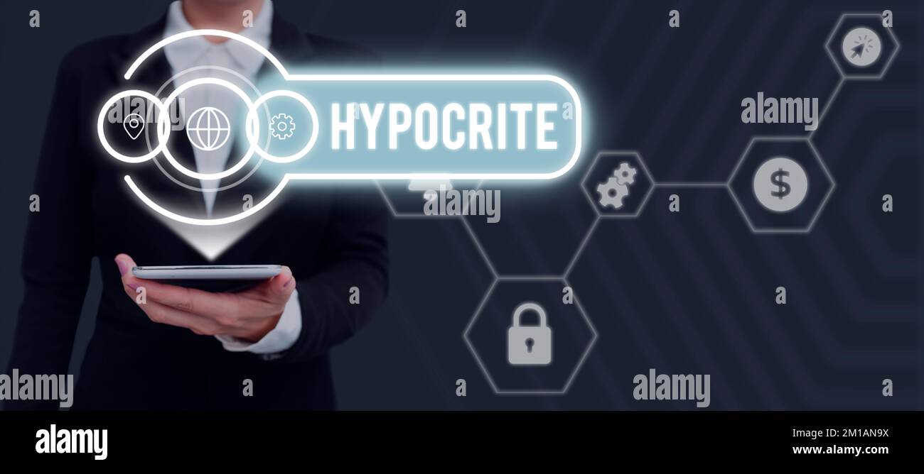 Text caption presenting Hypocrite. Word Written on Medical condition in ...