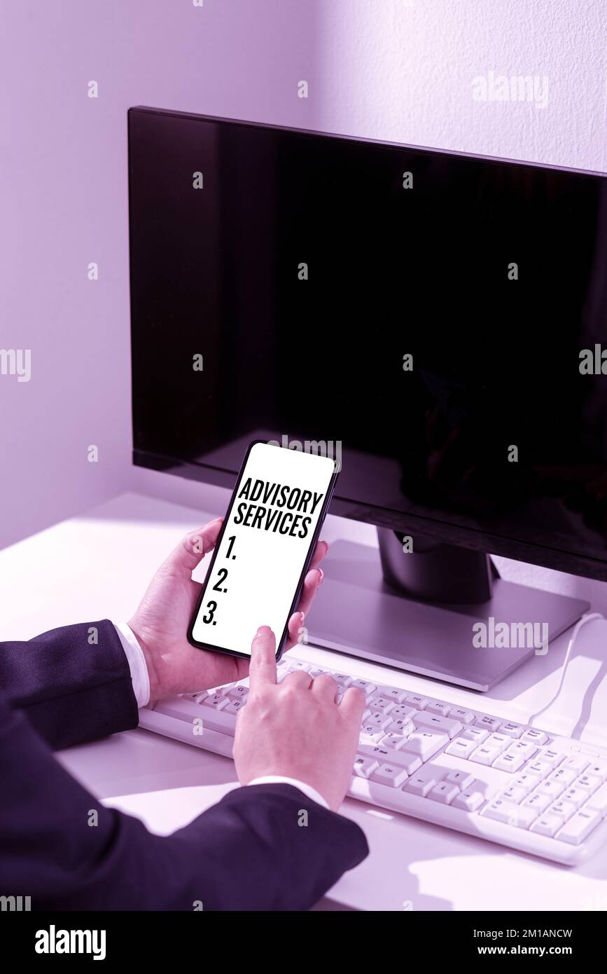 Text showing inspiration Advisory Services. Internet Concept Support ...