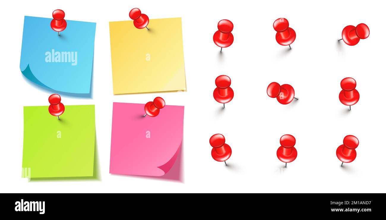 Realistic blank sticky notes isolated on white background. Colorful ...