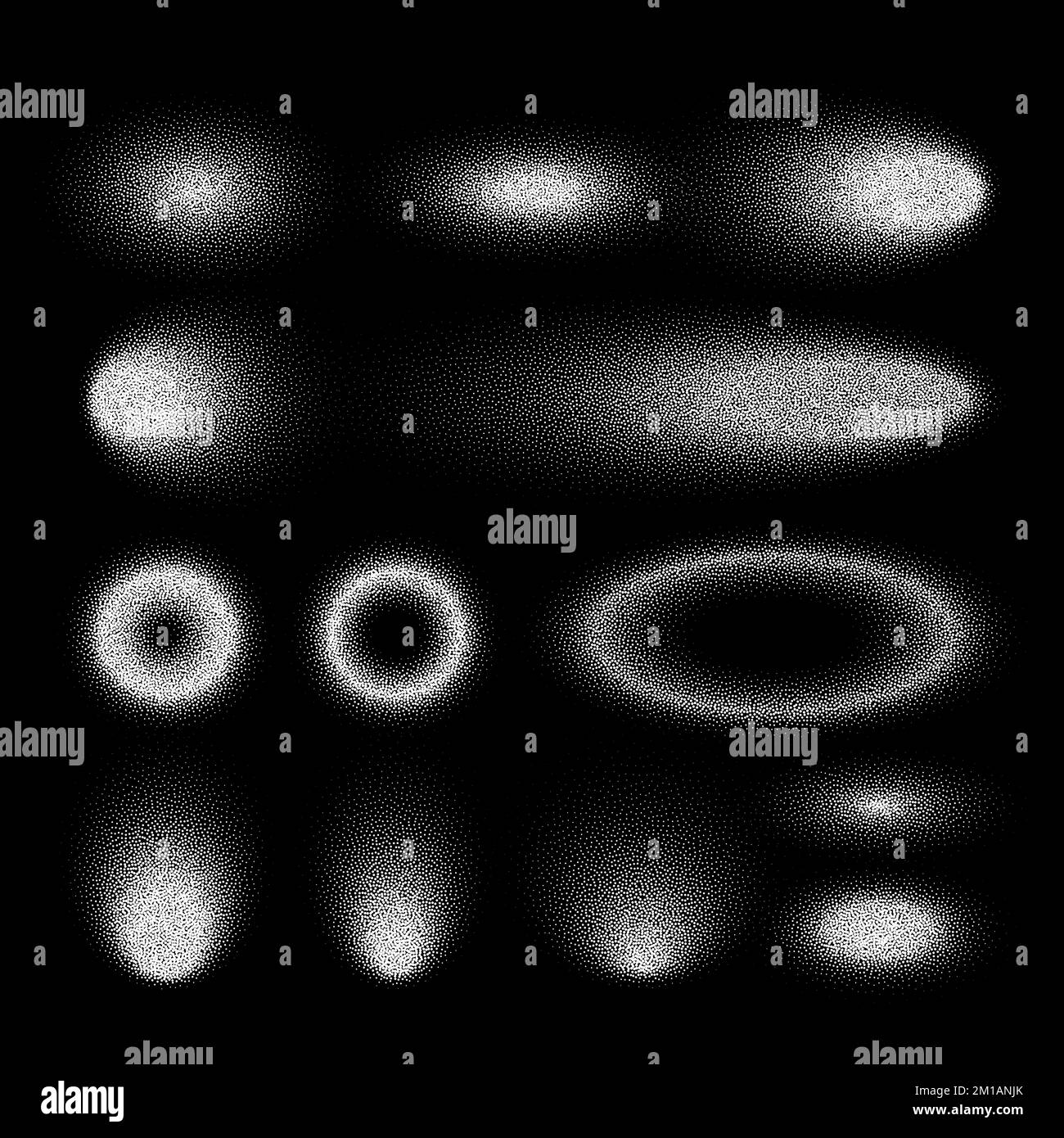 Stipple shadows set, dotted design elements. Fading gradient. Stippling ...