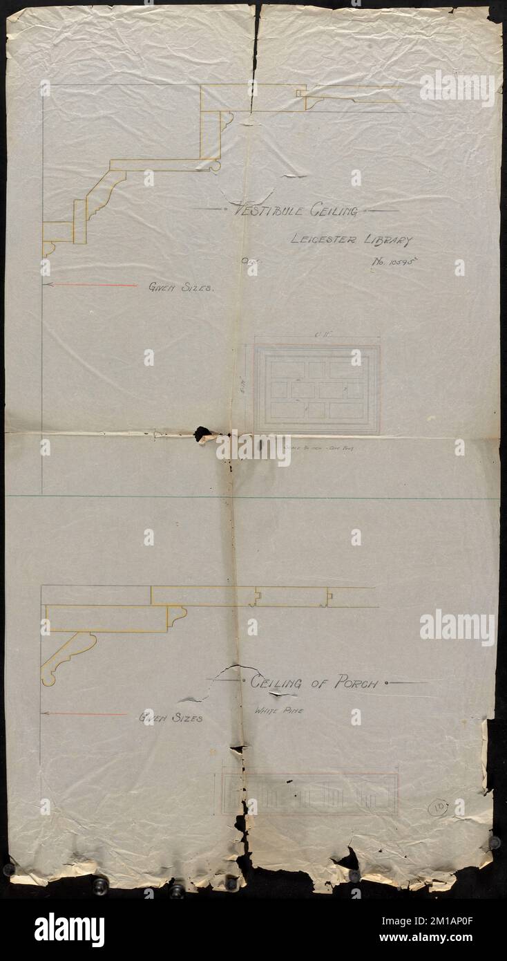 Vestibule ceiling, ceiling of porch, Leicester Library , Libraries ...