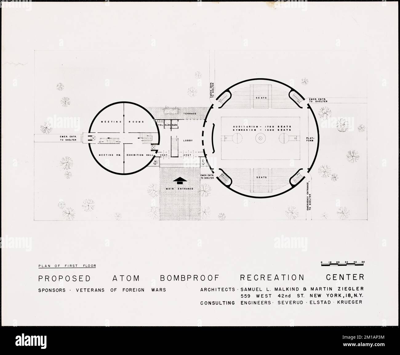 VFW Proposed Atom Bombproof Recreation Center , Shelters, Architectural ...