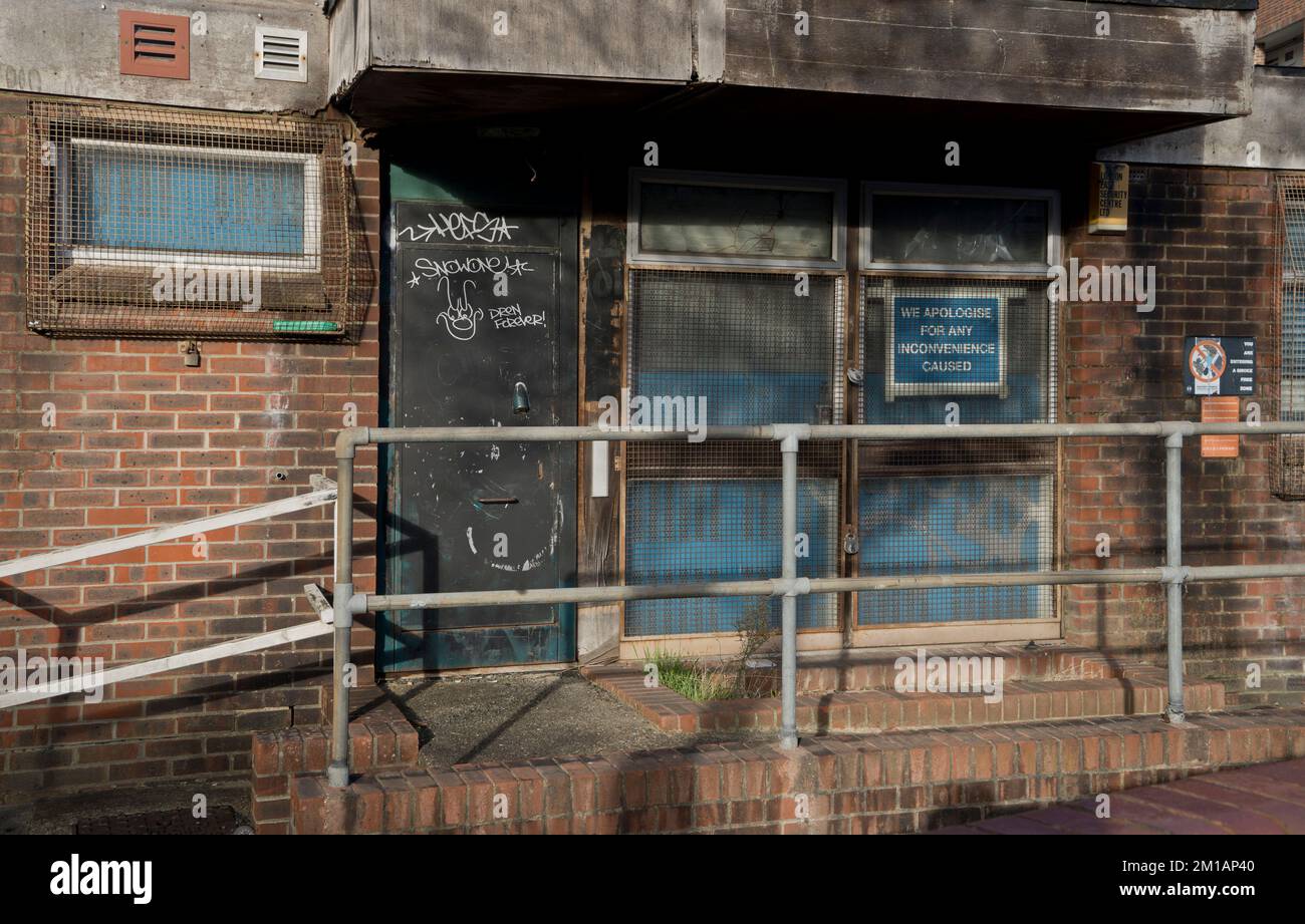 Closed down community centre in a housing estate in Hackney,London ...