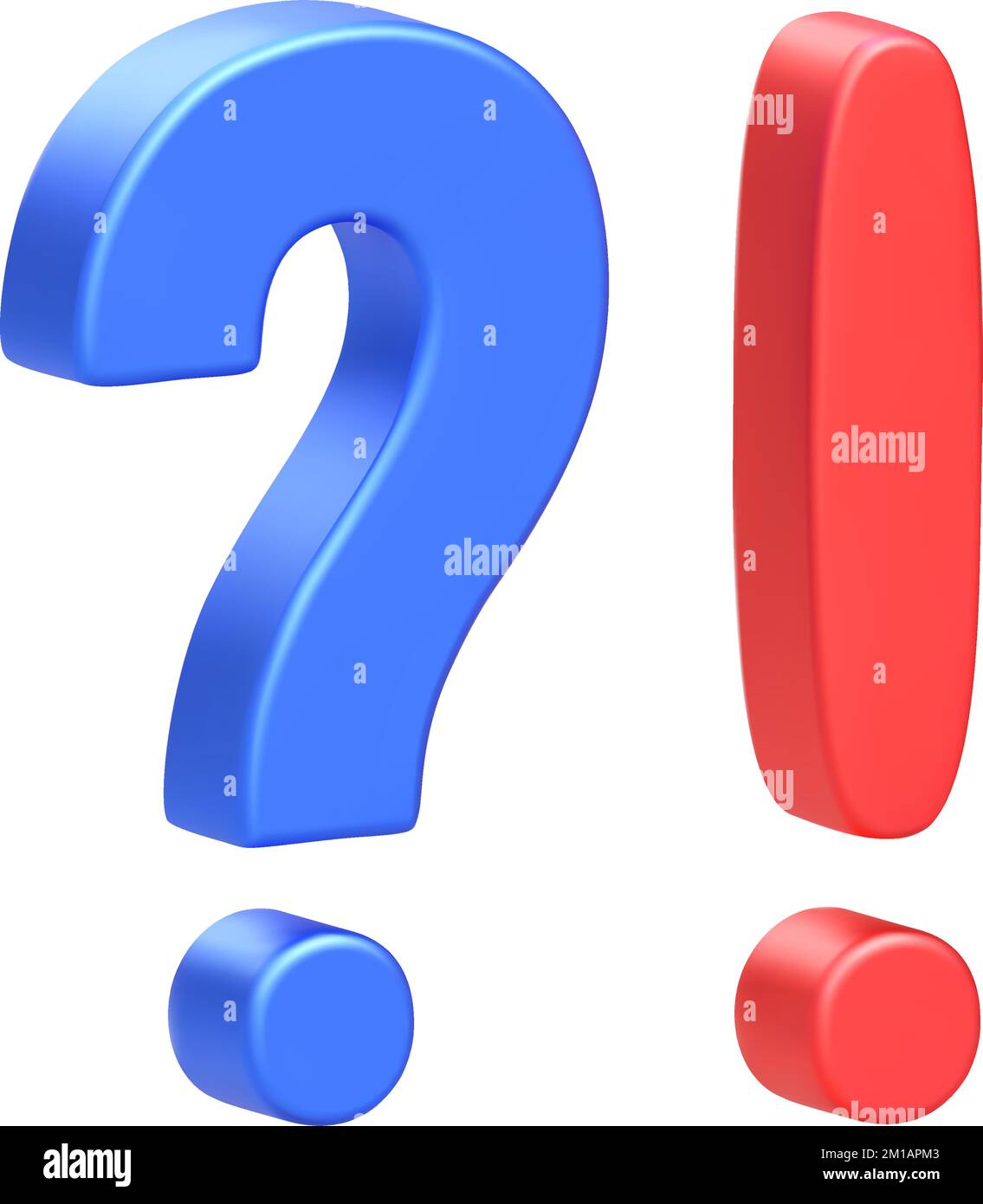 3d blue question mark, red exclamation point. FAQ concept. Ask ...