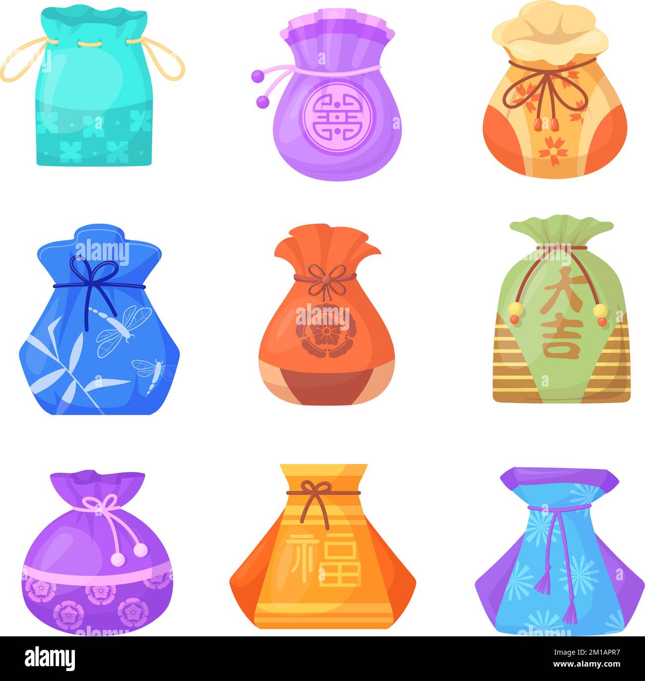 Lucky bags. Korean luck bag for pocket cash money with knot oriental ...