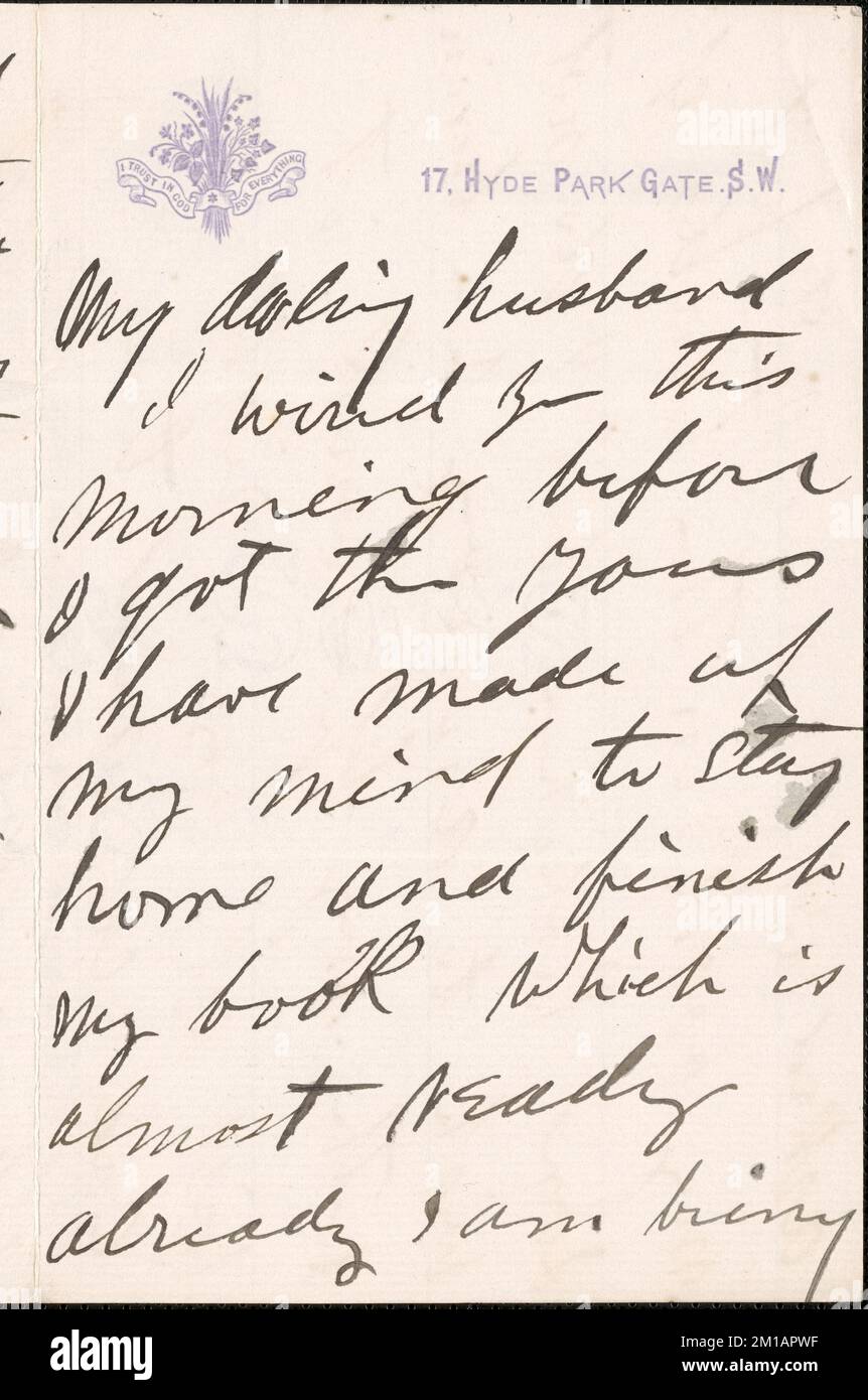 [Victoria Woodhull Martin] autograph letter to [John Biddulph Martin ...