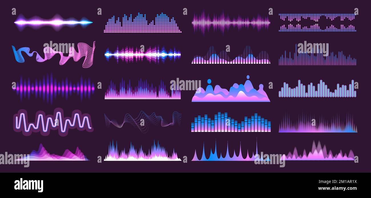 Spectrum soundwaves. Audio frequency soundwave, stereo voice amplitude electronic graphic ...