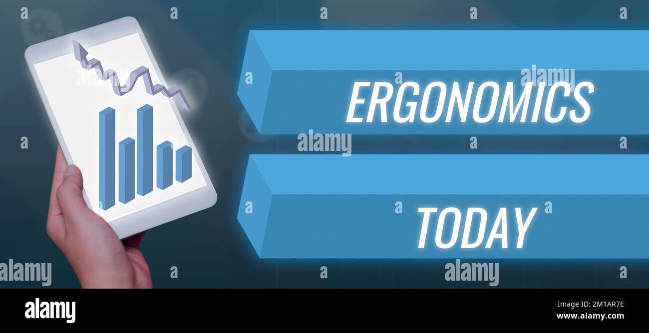 Hand writing sign Ergonomics. Word Written on fitting or designing a ...