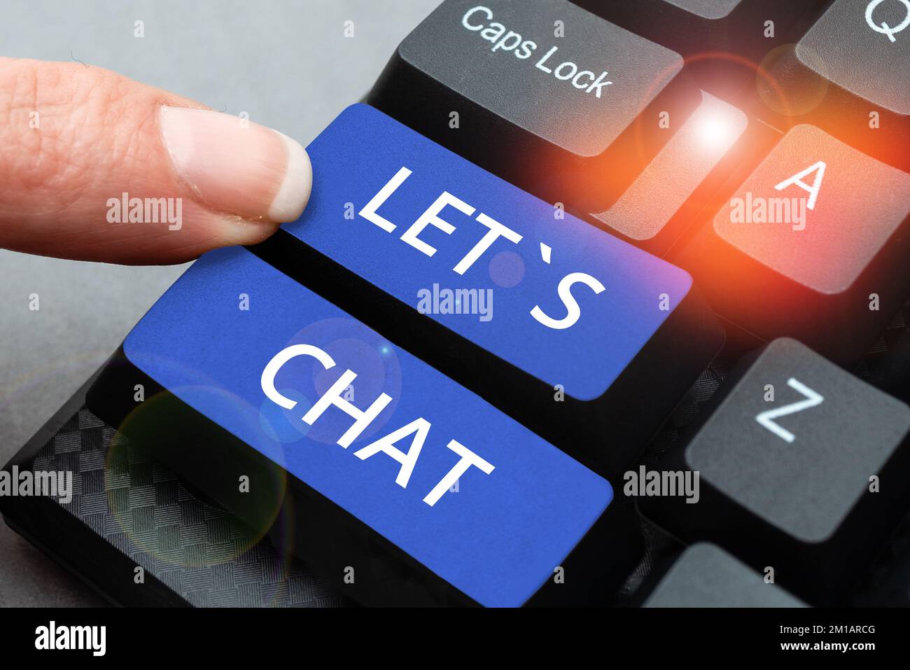 Text sign showing LET'S CHAT. Conceptual photo inviting the person to ...