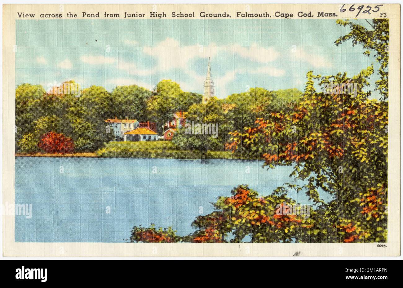 View across the Pond from Junior High School grounds, Falmouth, Cape ...