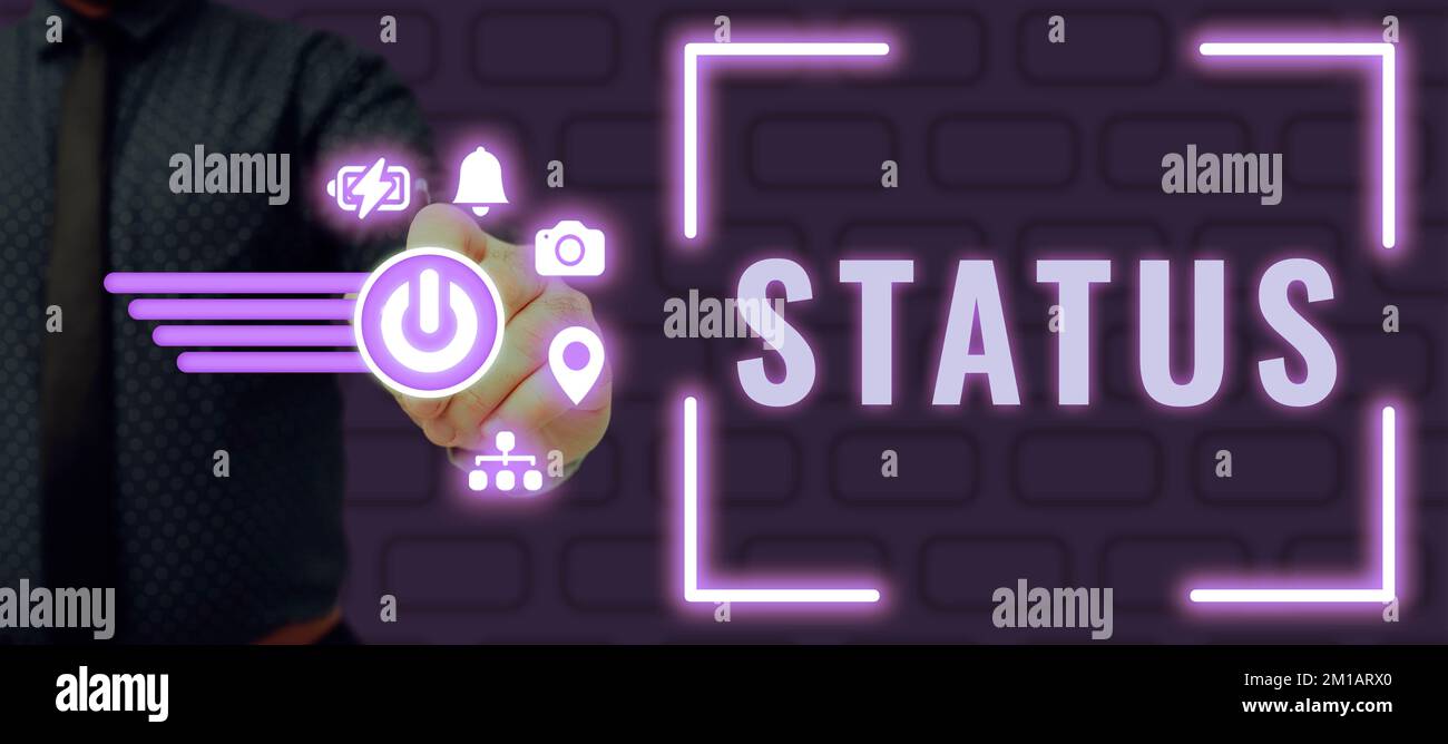 Writing displaying text Status. Conceptual photo situation at a ...