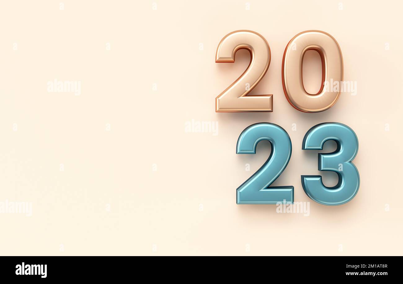 2023 happy new year greeting card background template with metallic ...
