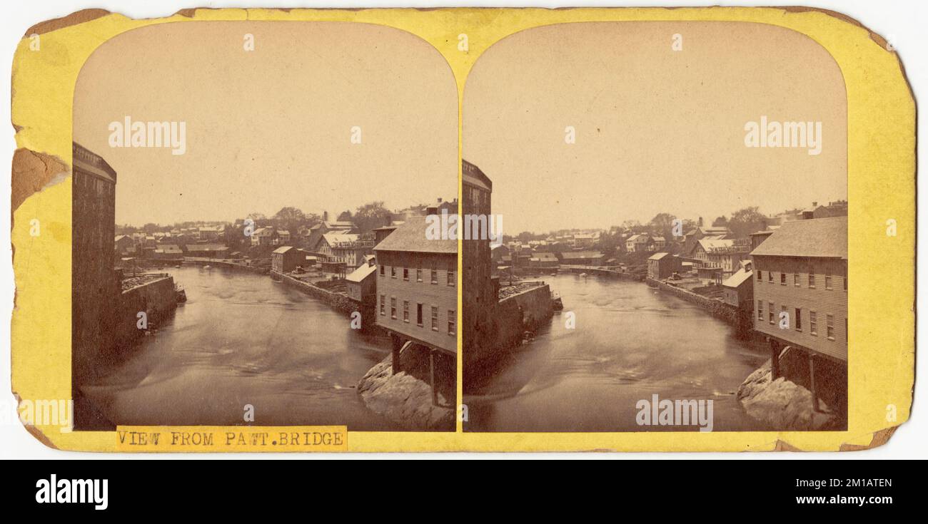 View down the river from Pawtucket Bridge , Buildings, Rivers Stock ...