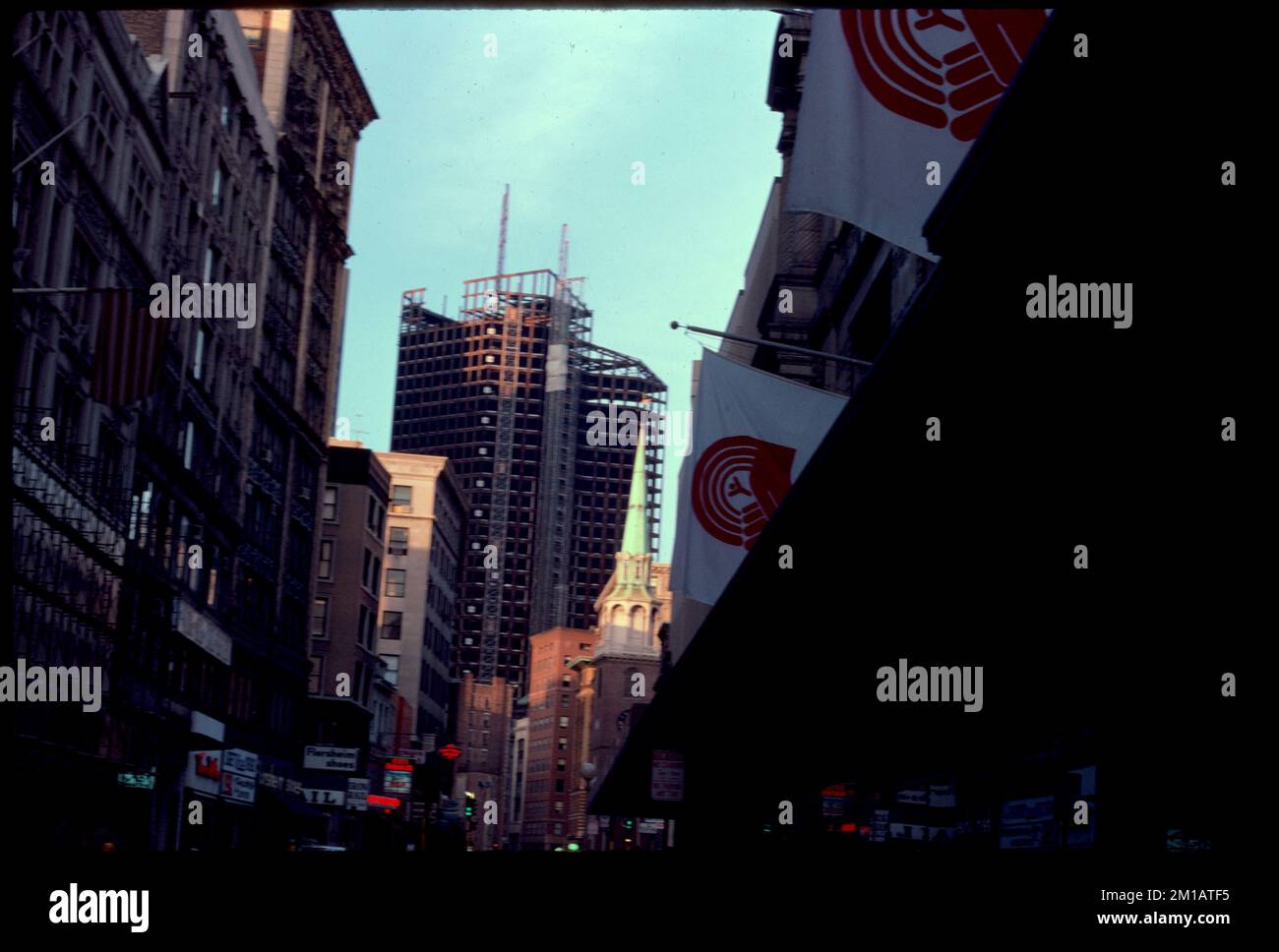 View down Washington Street of 60 State Street under construction ...