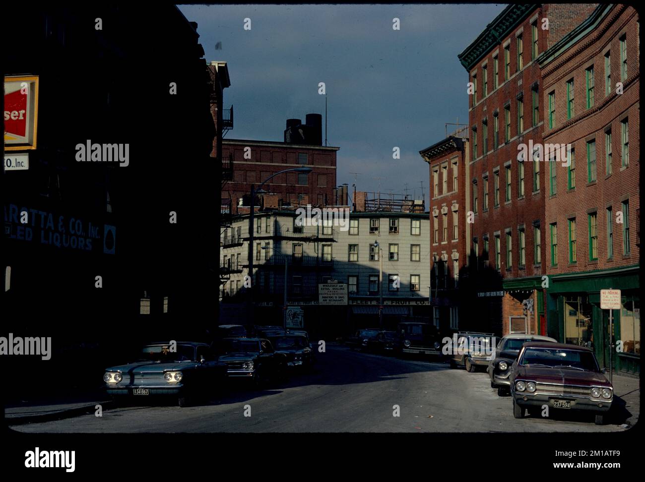 View down street toward gray building, North End, Boston , Streets ...