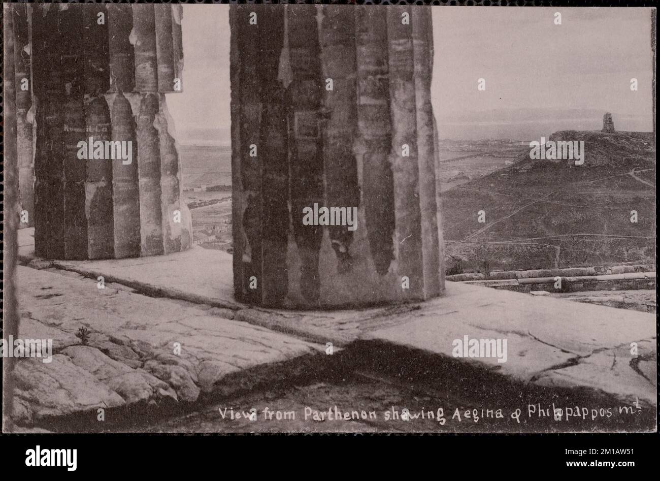 View from Parthenon showing Aegina & Philopappos Mt. , Greek temples ...