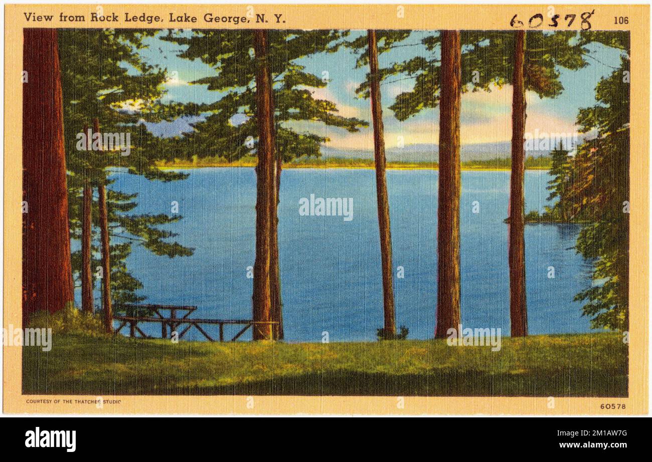 View from Rock Ledge, Lake George, N. Y. , Lakes & ponds, Tichnor ...