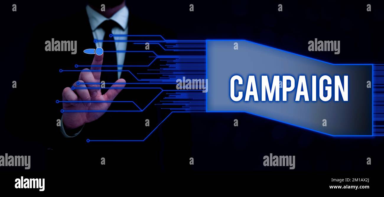 Conceptual display Campaign. Business idea organized course of action ...