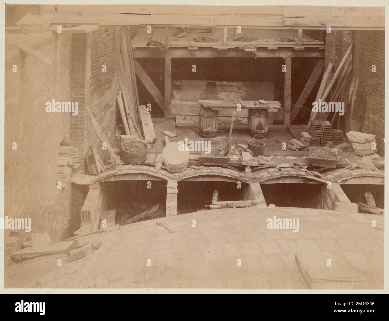 View of arches underneath Grand Staircase, construction of the McKim ...