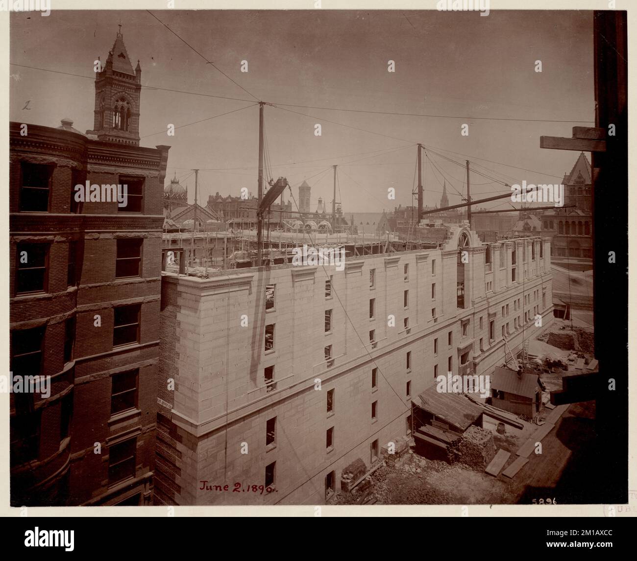 View of Blagden St. side exterior wall, construction of the McKim ...