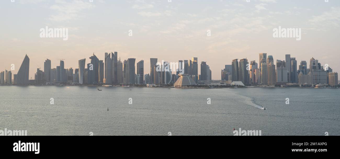 Doha, Qatar- December 11,2022: panorama view of Doha city skyline with ...