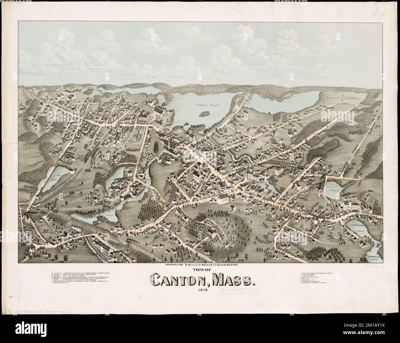 View of Canton, Mass : 1878 , Canton Mass., Aerial views Norman B ...