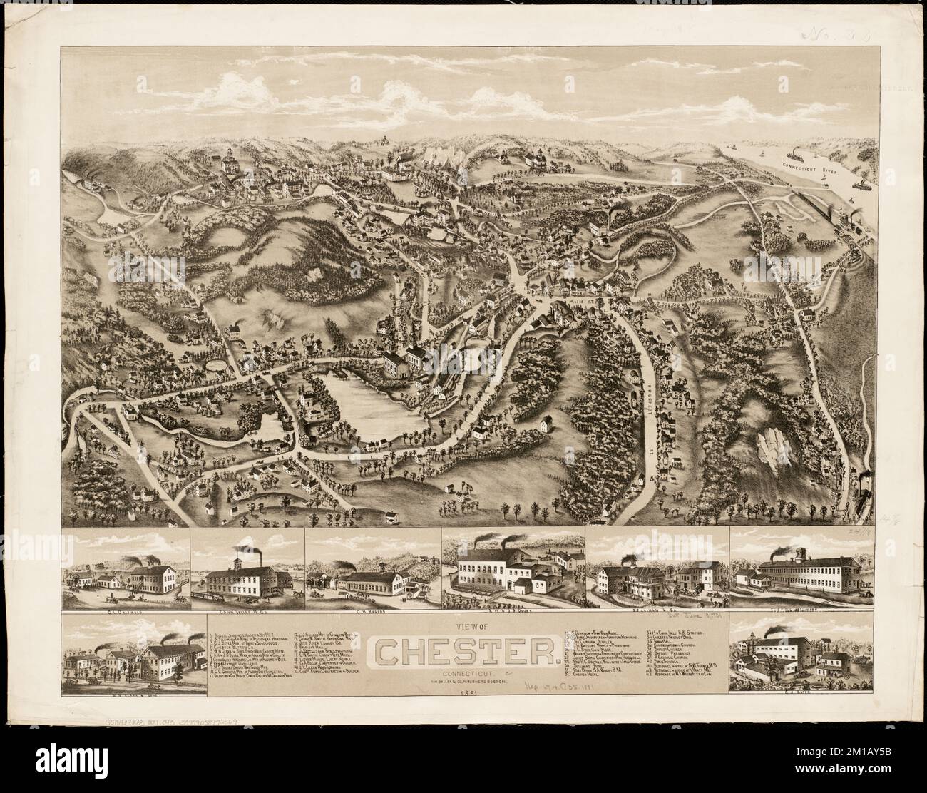 View of Chester, Connecticut : 1881 , Chester Conn. : Town, Aerial ...