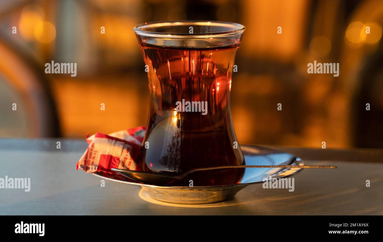 Glass of tea. Turkish tea in traditional turkish tea glass Stock Photo ...