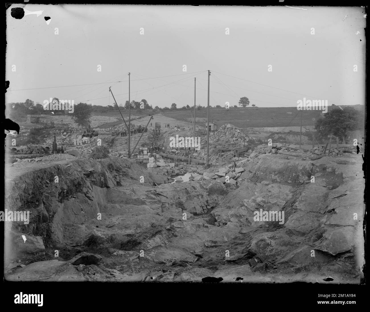 View of dam and foundation of gate chamber Basin 6 , Construction, Dams ...