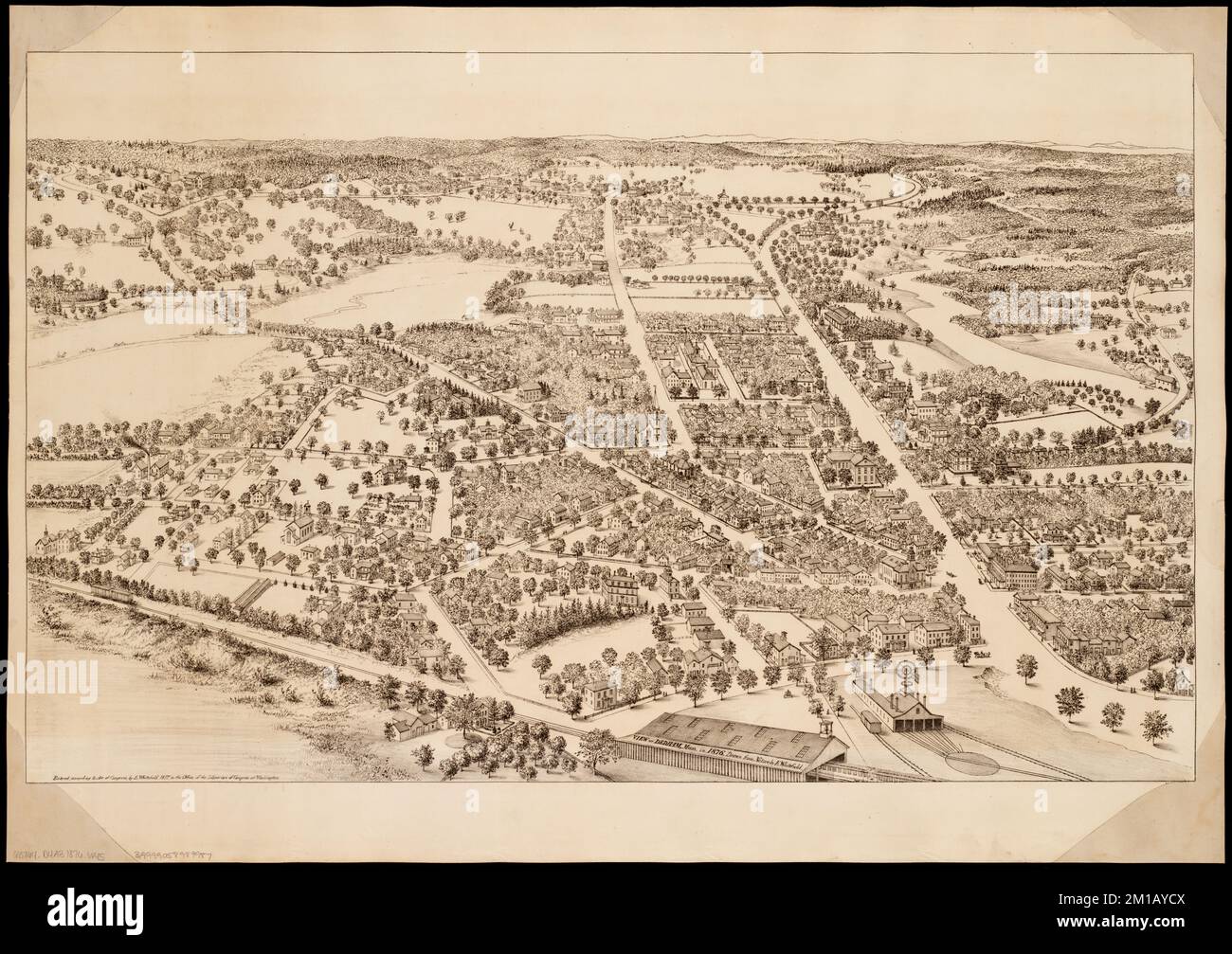 View Of Dedham Mass In 1876 Dedham Mass Aerial Views Norman B Leventhal Map Center