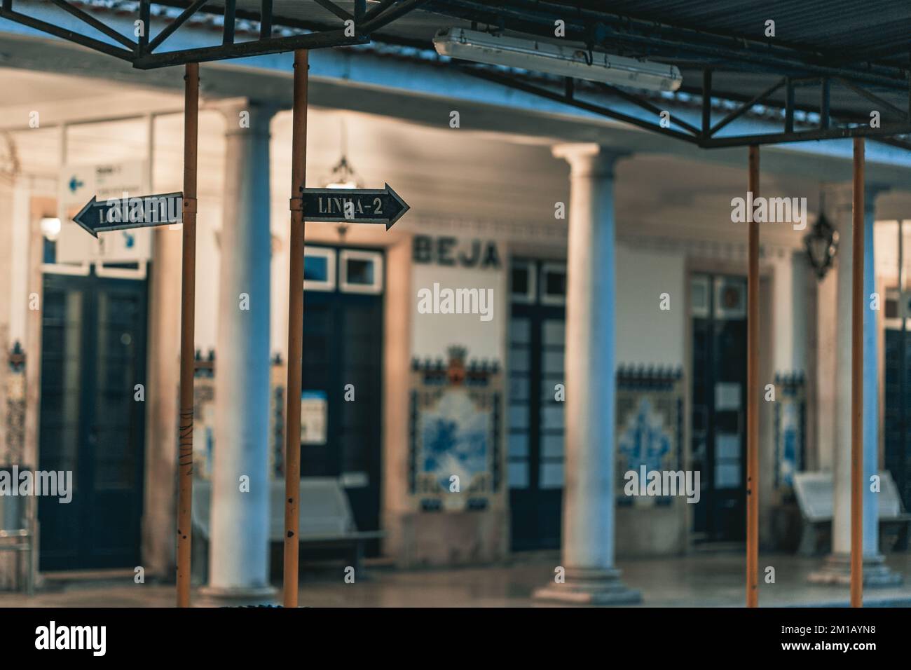 A closeup view of Beja train station, Portugal Stock Photo - Alamy