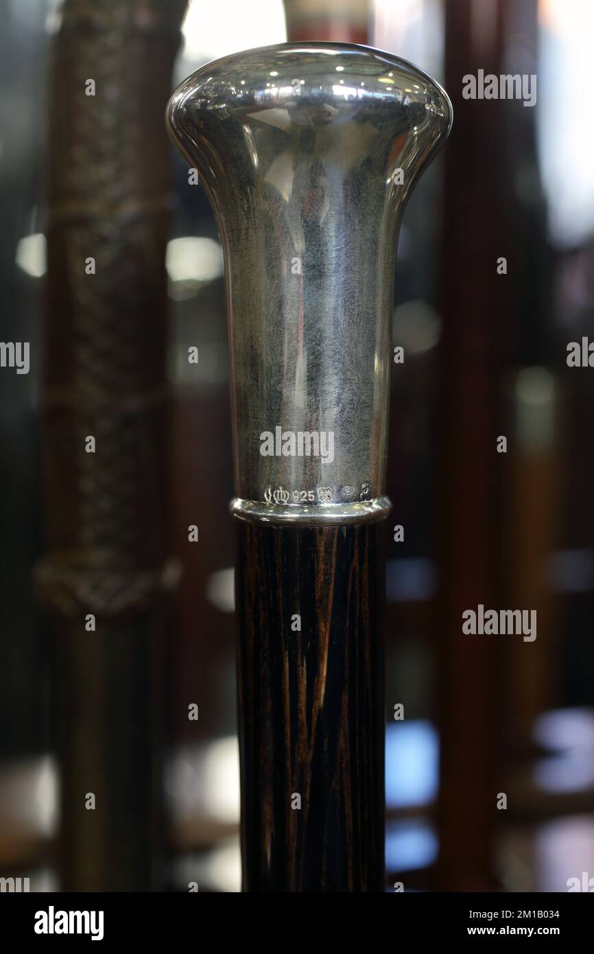 Walking canes with silver plated knob Stock Photo - Alamy