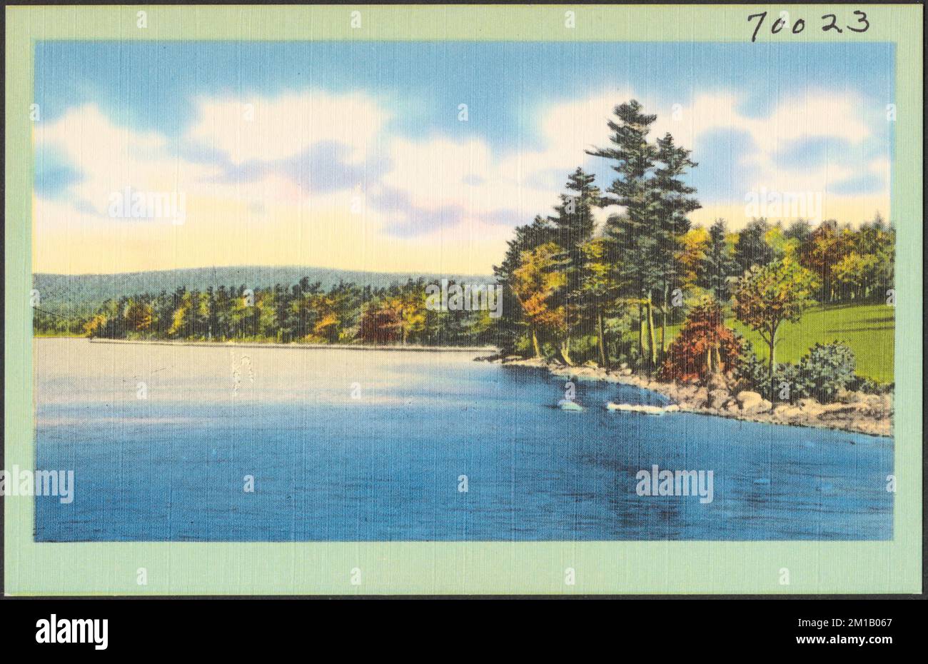 View of lake and trees , Lakes & ponds, Trees, Tichnor Brothers ...