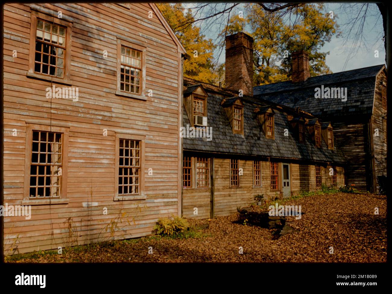View of long wooden building in the fall , Autumn, Buildings. Edmund L ...