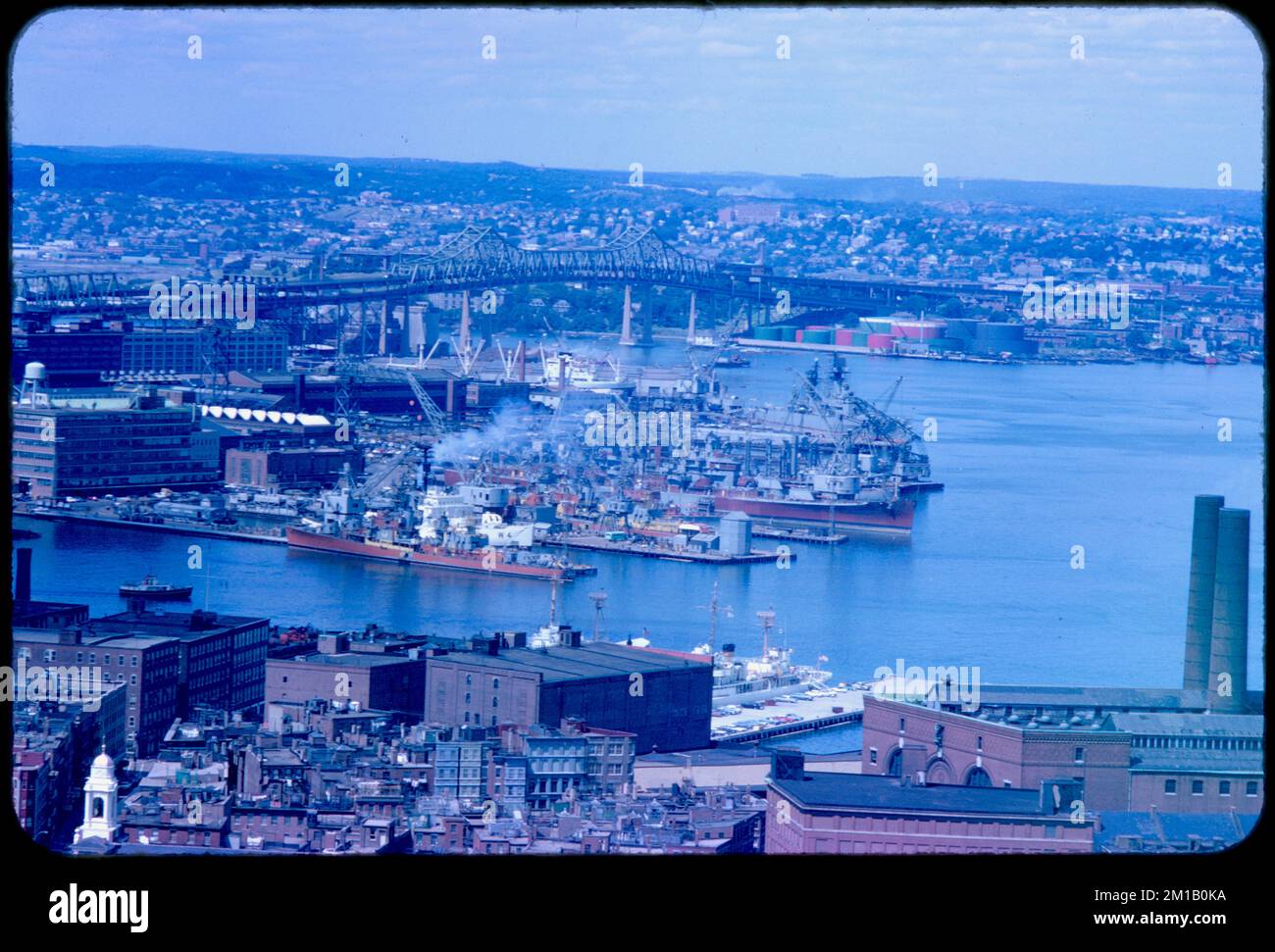 View of Mystic River Bridge and Boston Harbor , Rivers, Piers & wharves ...