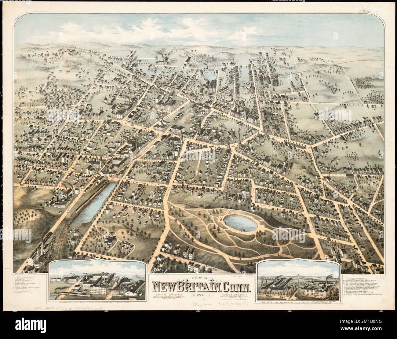 View of New Britain, Conn : 1875 , New Britain Conn., Aerial views ...