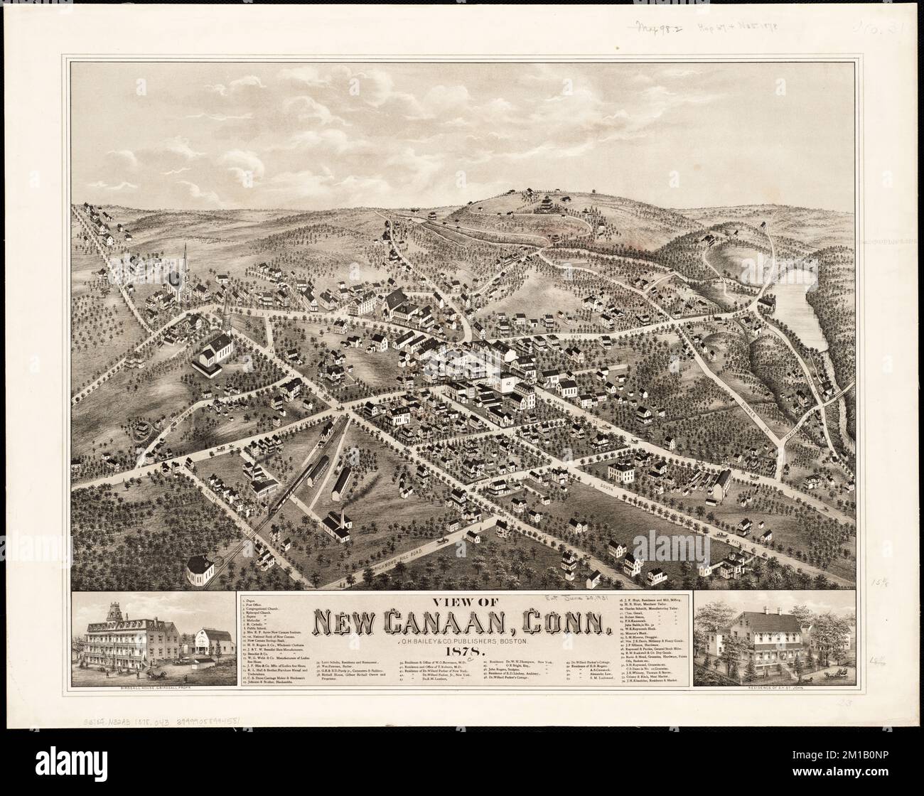 View of New Canaan, Conn : 1878 , New Canaan Conn., Aerial views Norman ...