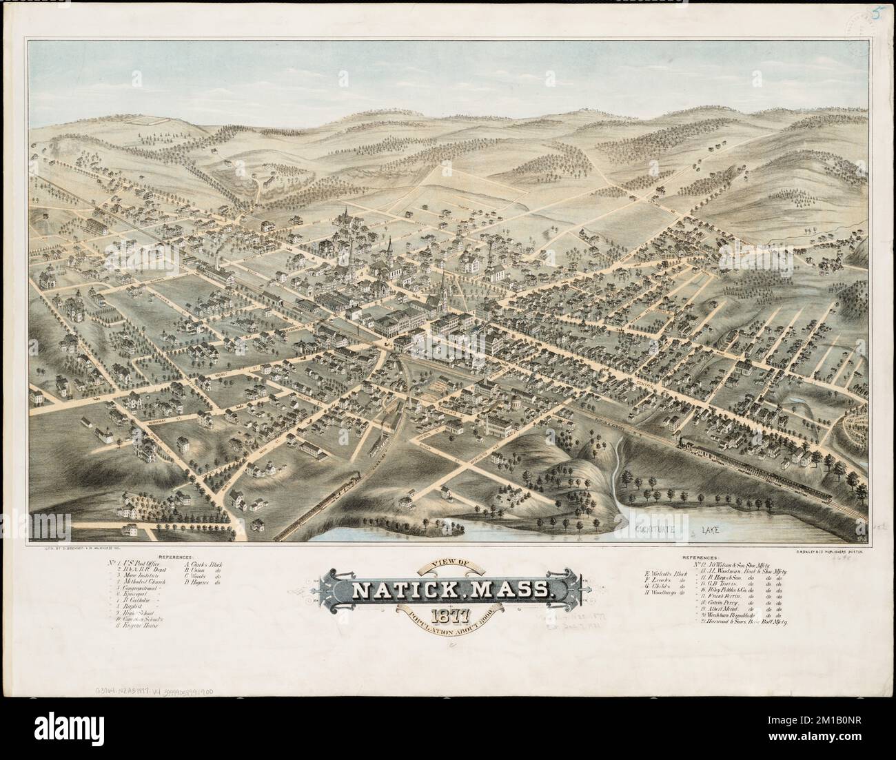 View of Natick, Mass : 1877, population about 8000 , Natick Mass ...