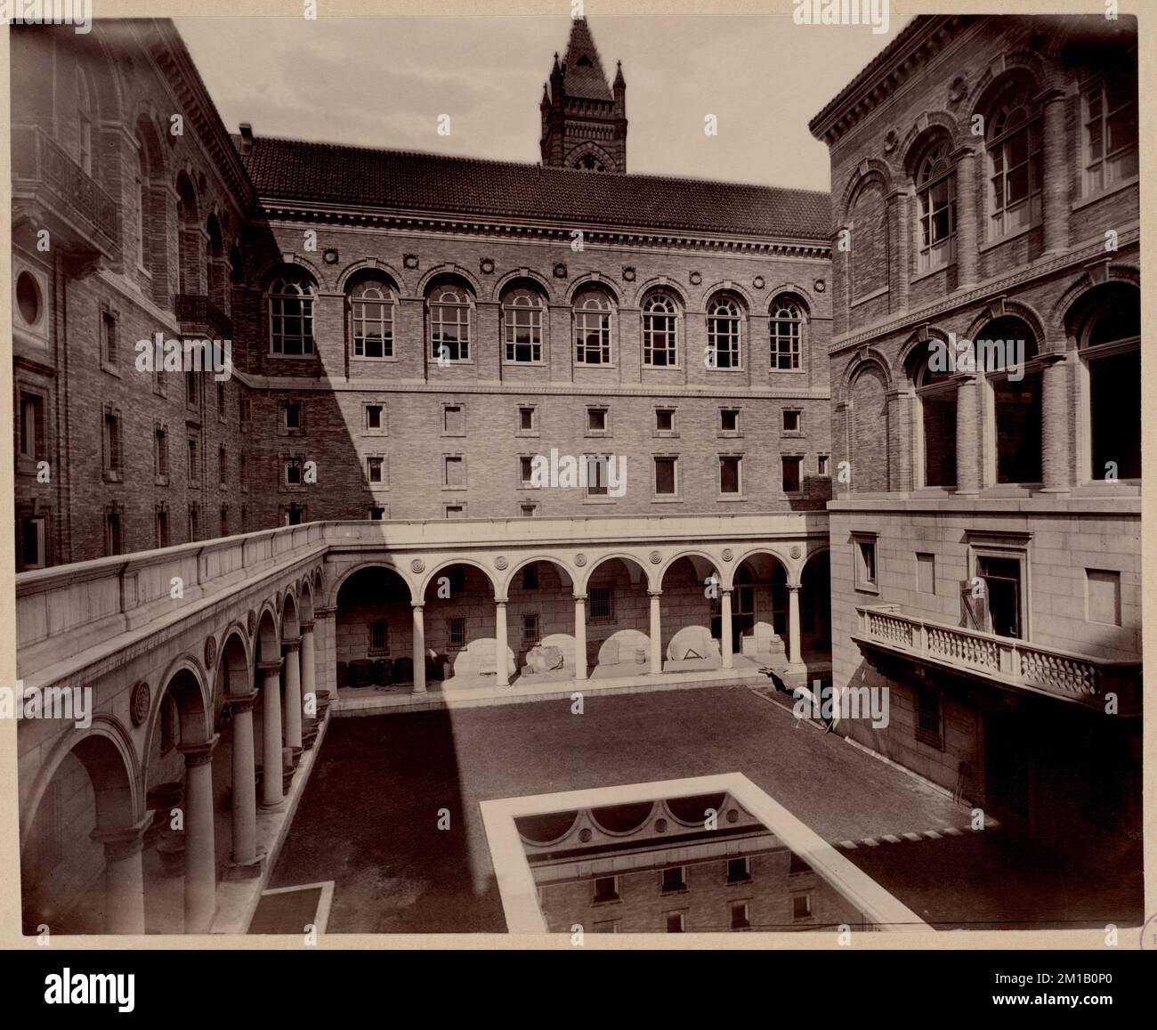 View of North wall of Courtyard, construction of the McKim Building ...
