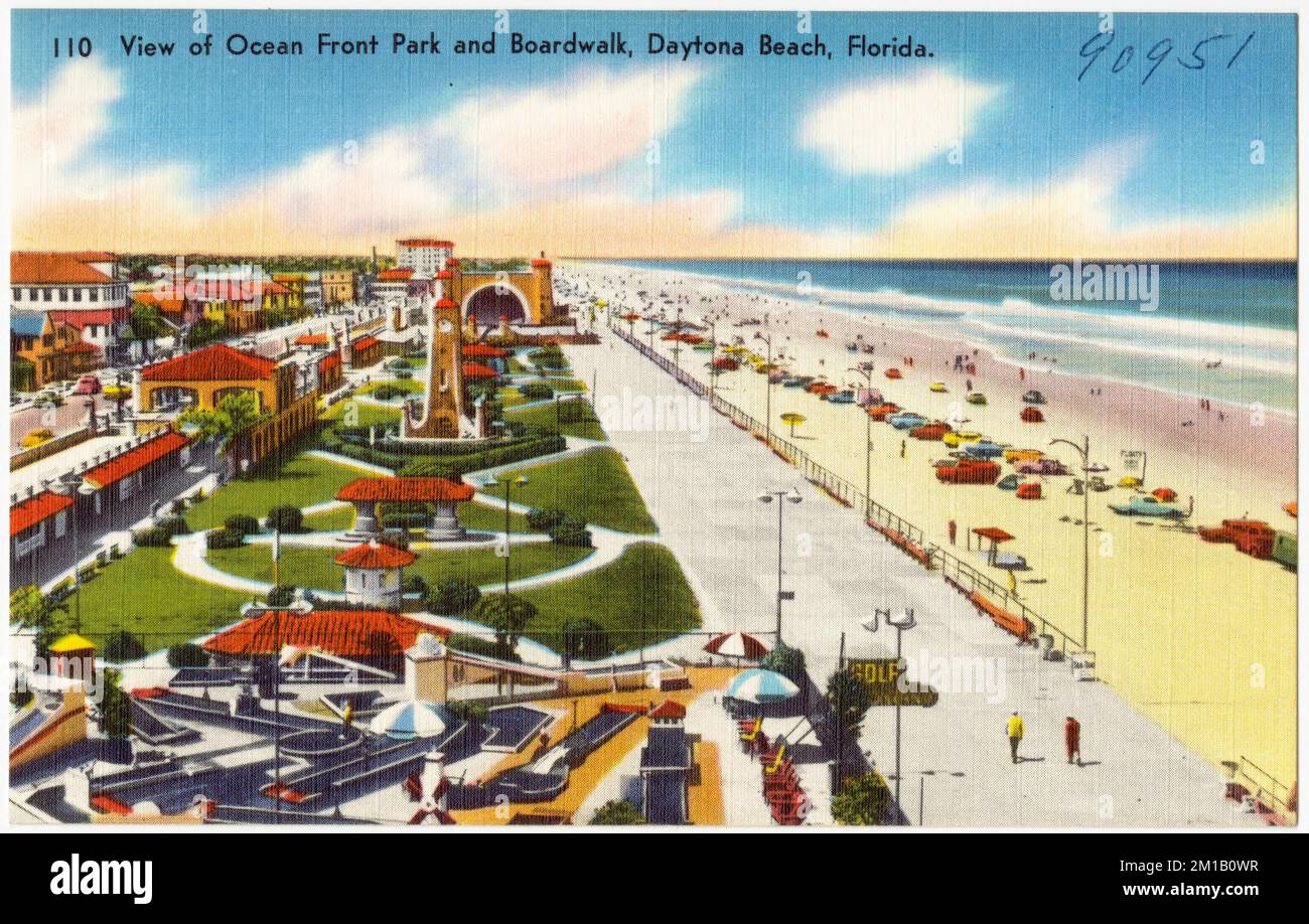 View of ocean front park and boardwalk, Daytona Beach, Florida , Parks ...