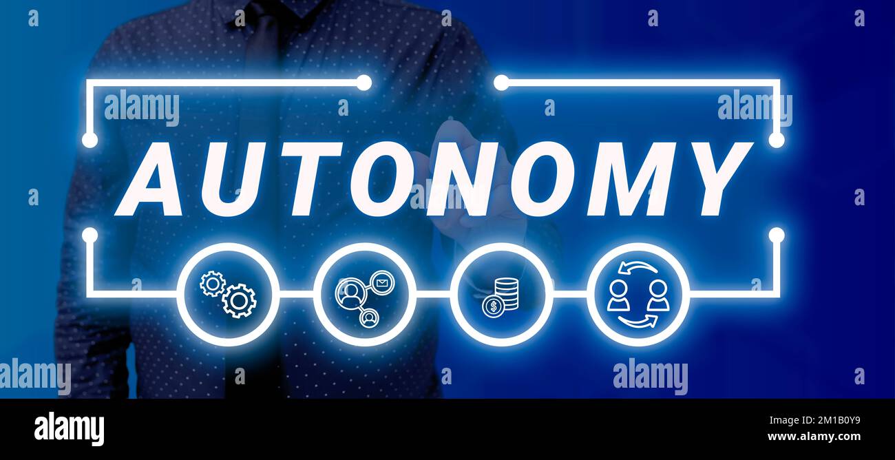 Conceptual caption Autonomy. Word for vehicle that can guide itself ...