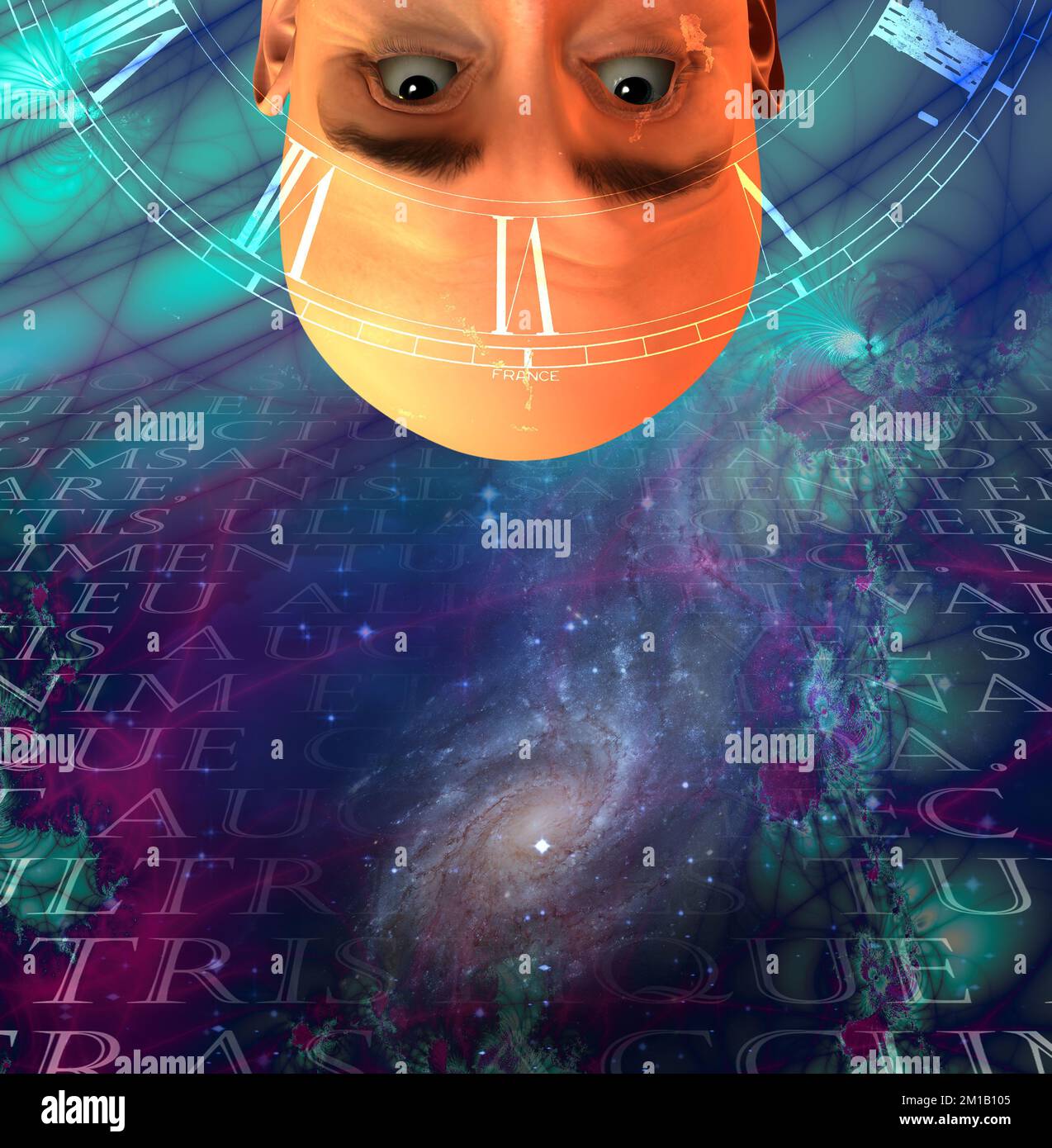 Man face and latin text. 3D rendering Stock Photo - Alamy