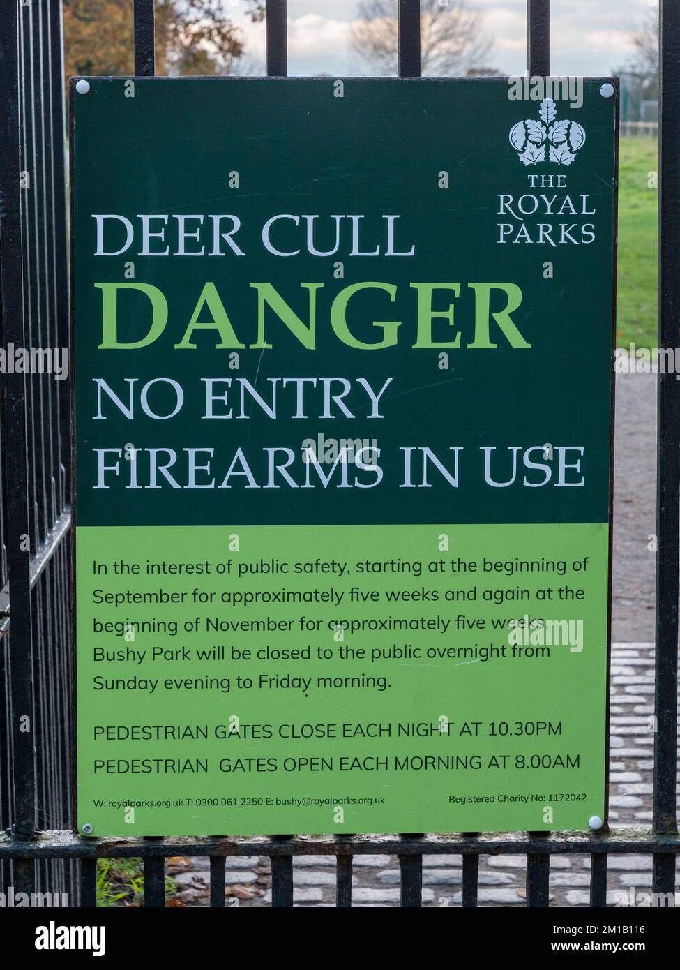 "Danger Firesarms In Use" sign at the entrance to Bushy Park alerting ...