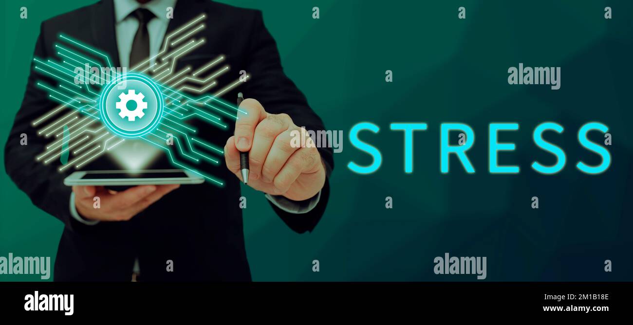 Text showing inspiration Stress. Conceptual photo a physical chemical ...