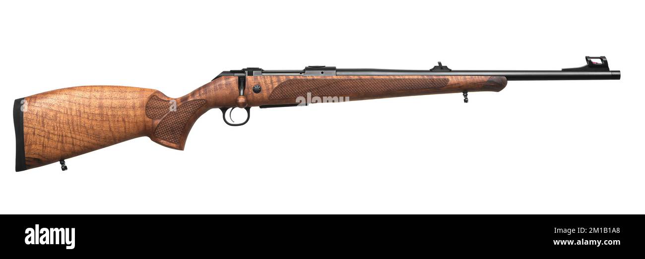 Modern bolt-action carbine with a wooden stock. Weapons for sports ...