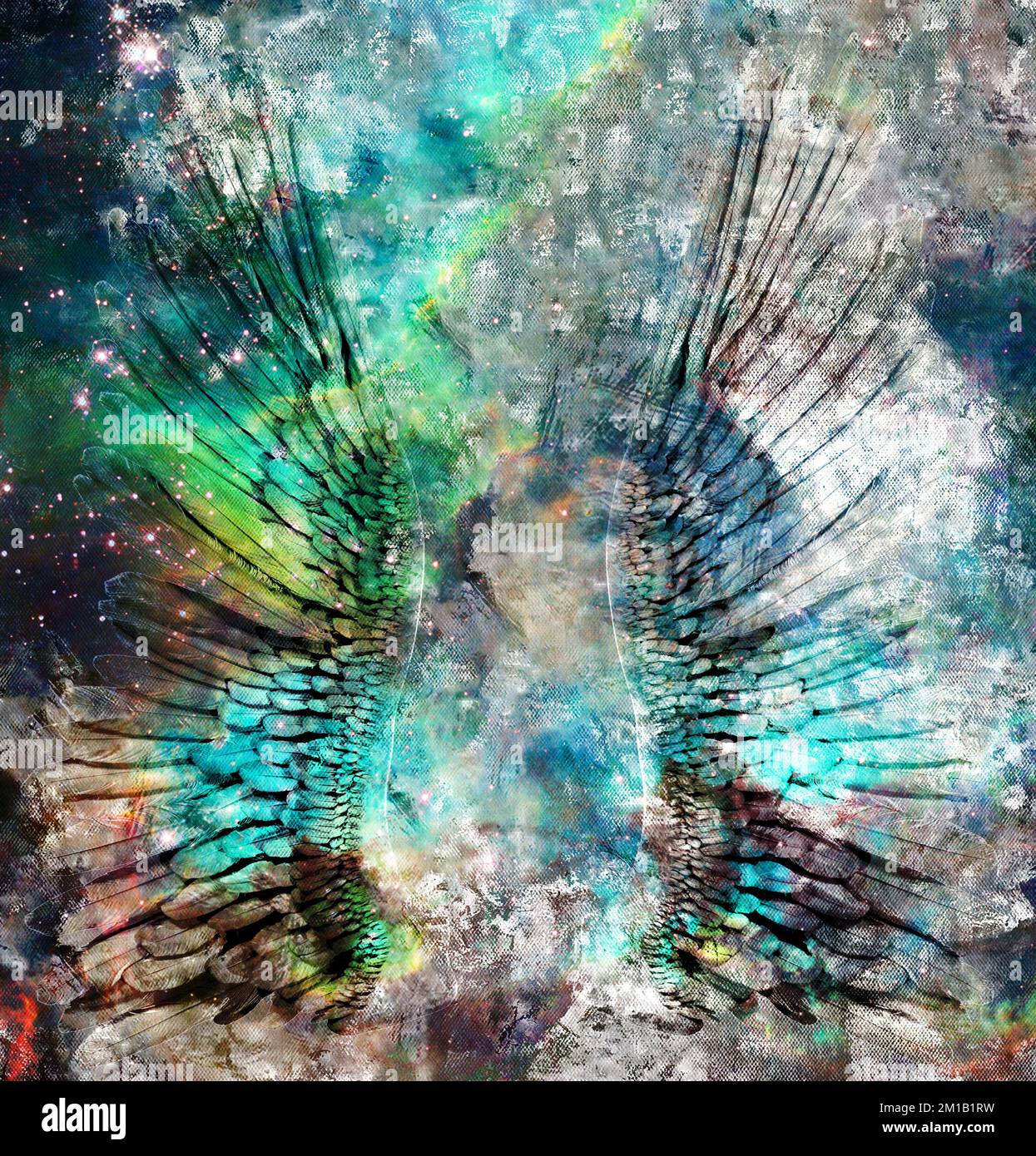 Modern dark art. Angel Wings. 3D rendering Stock Photo - Alamy