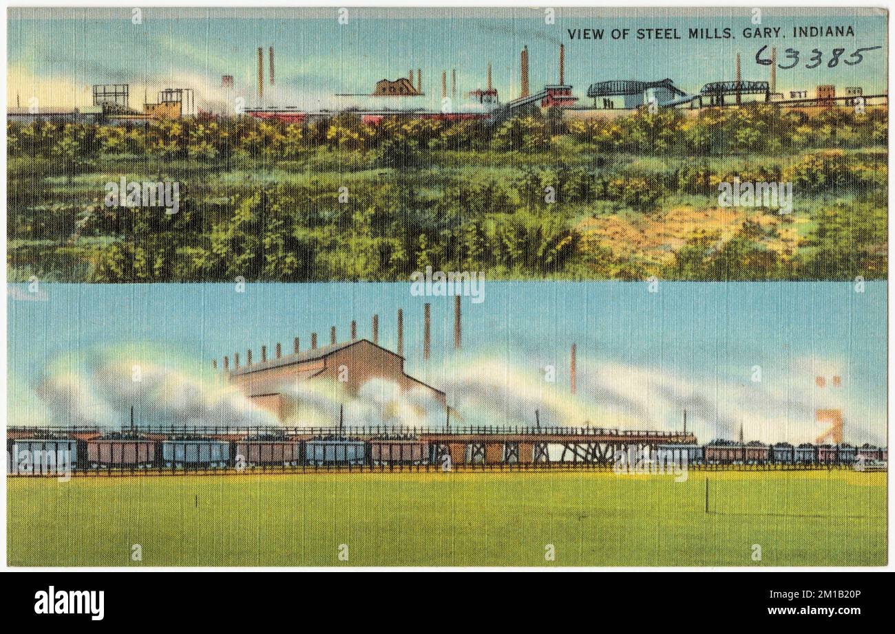View of Steel Mills, Gary, Indiana , Industrial facilities, Tichnor ...